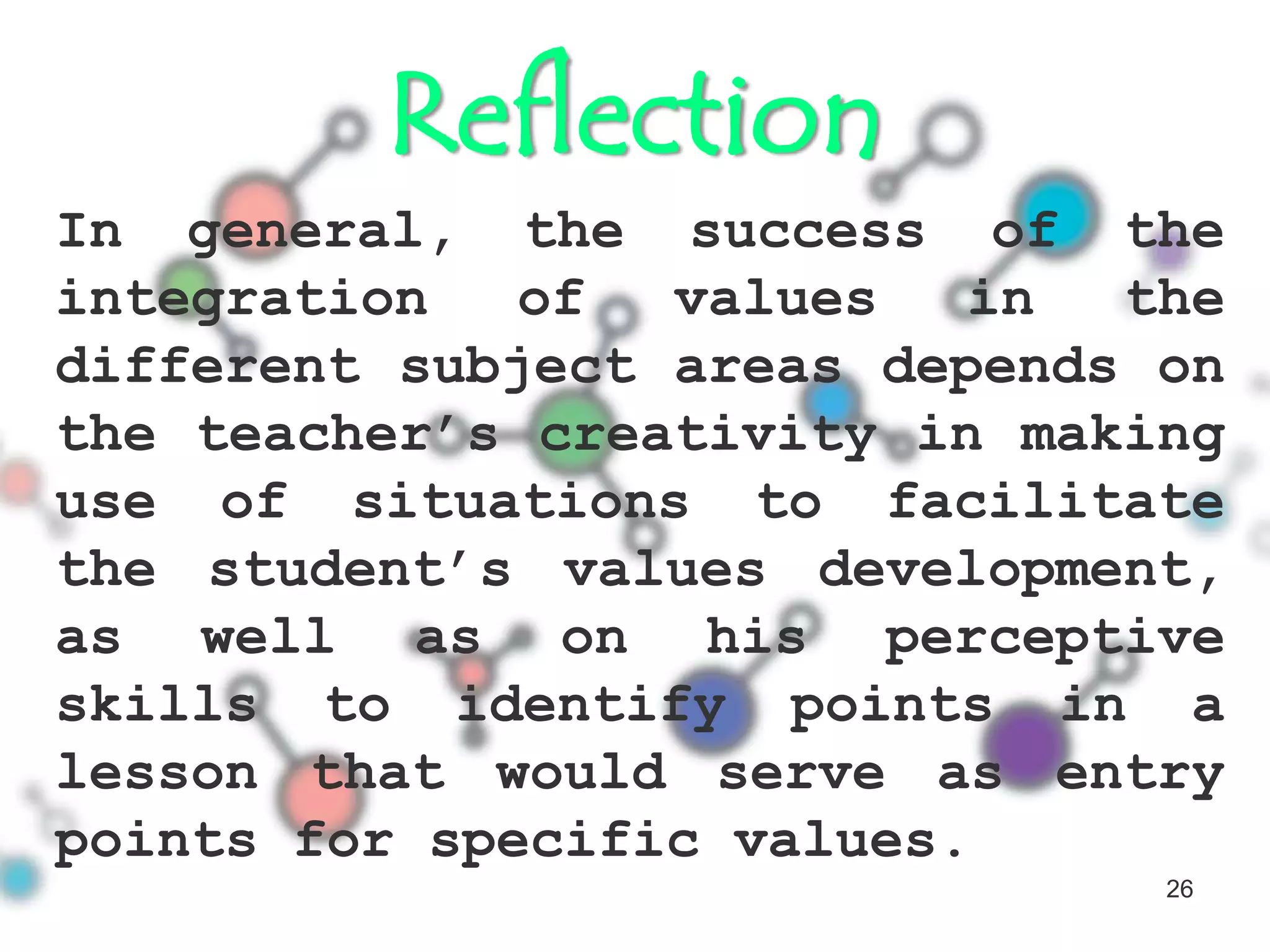 Integrating values with subject matter pot | PPTX