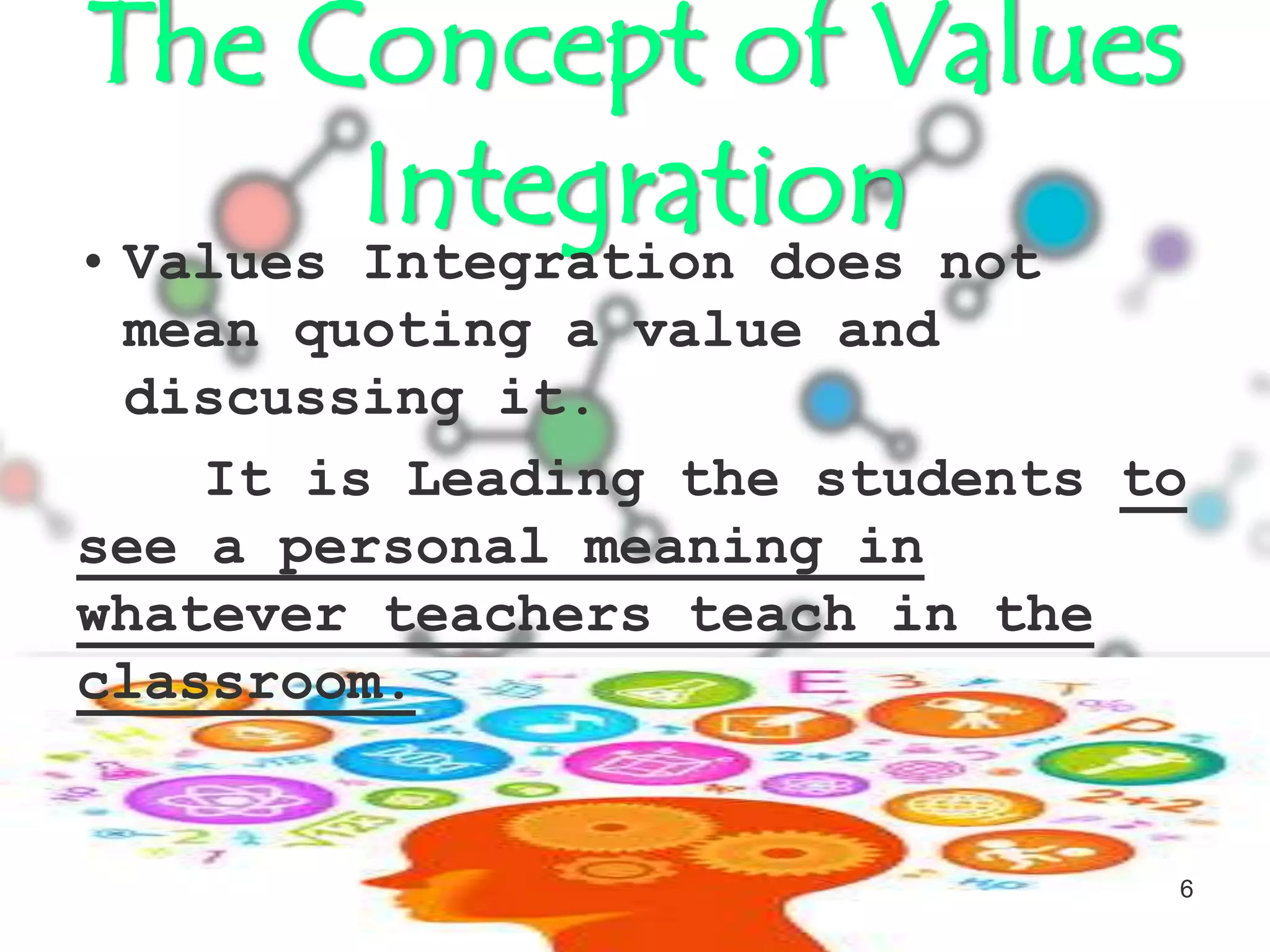 Integrating values with subject matter pot | PPTX