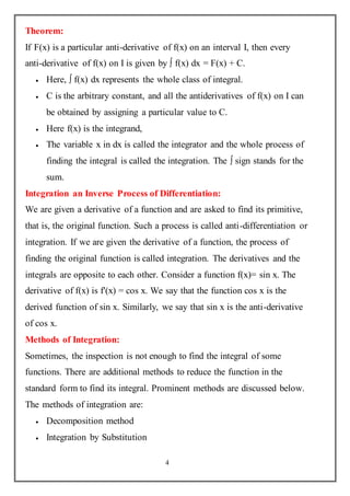 integration in maths pdf mathematics integration | PDF