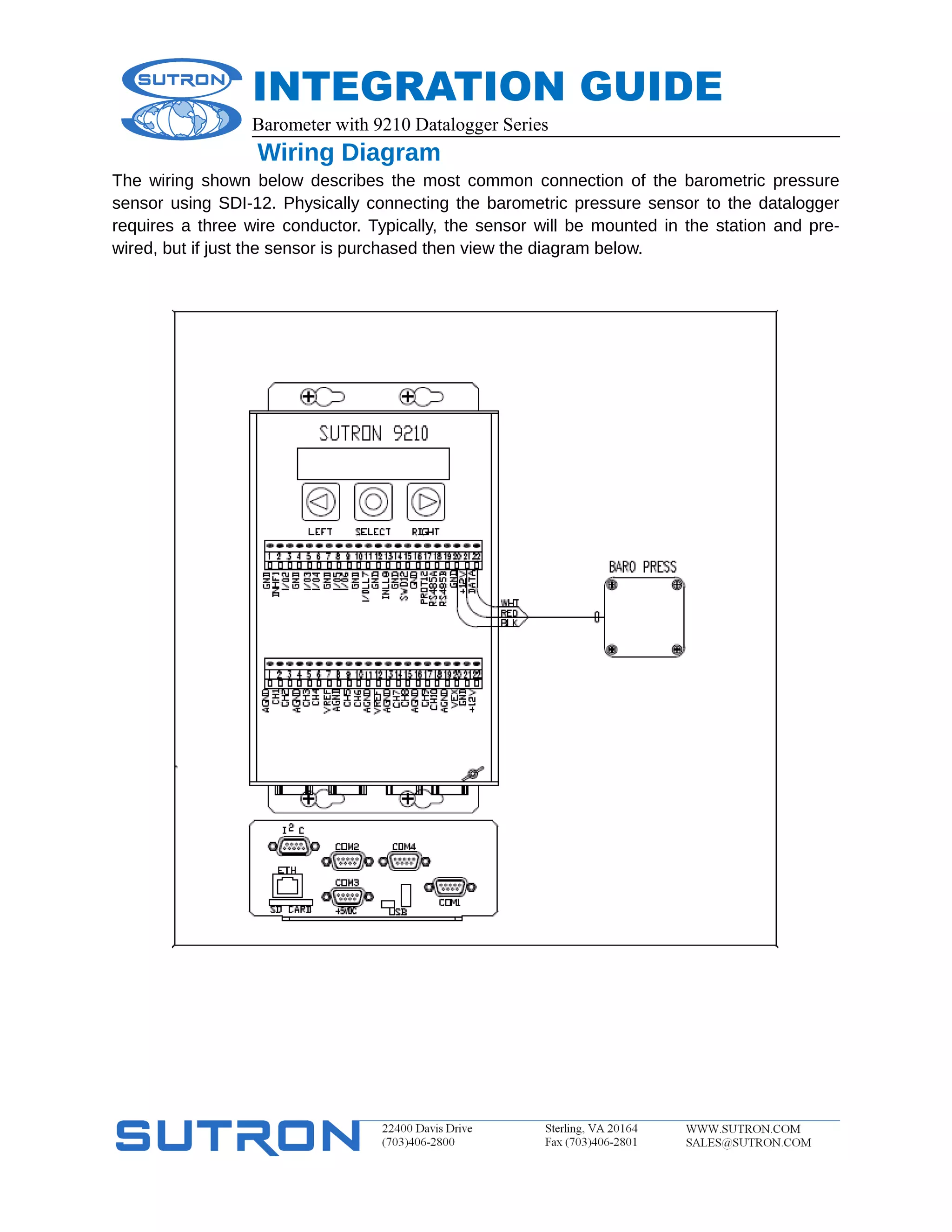 Integration guide accubar barometric pressure sensor manual | PDF