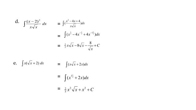 Integration antiderivatives (indefinite integrals) | PPT
