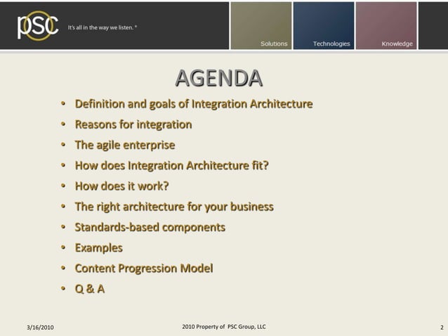 Integration Architecture Agile Enterprise Cag2010a | PPTX
