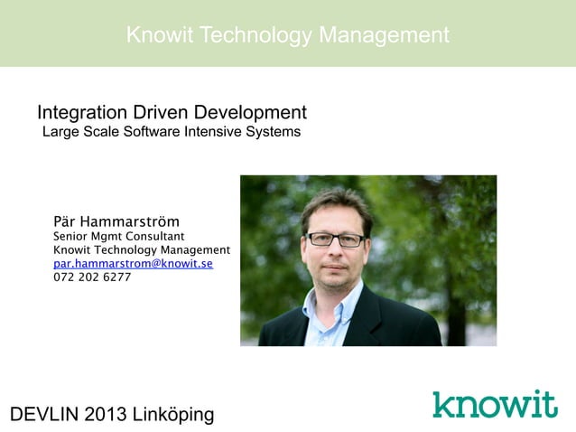 Integration Driven Development DevLin2013 | PDF