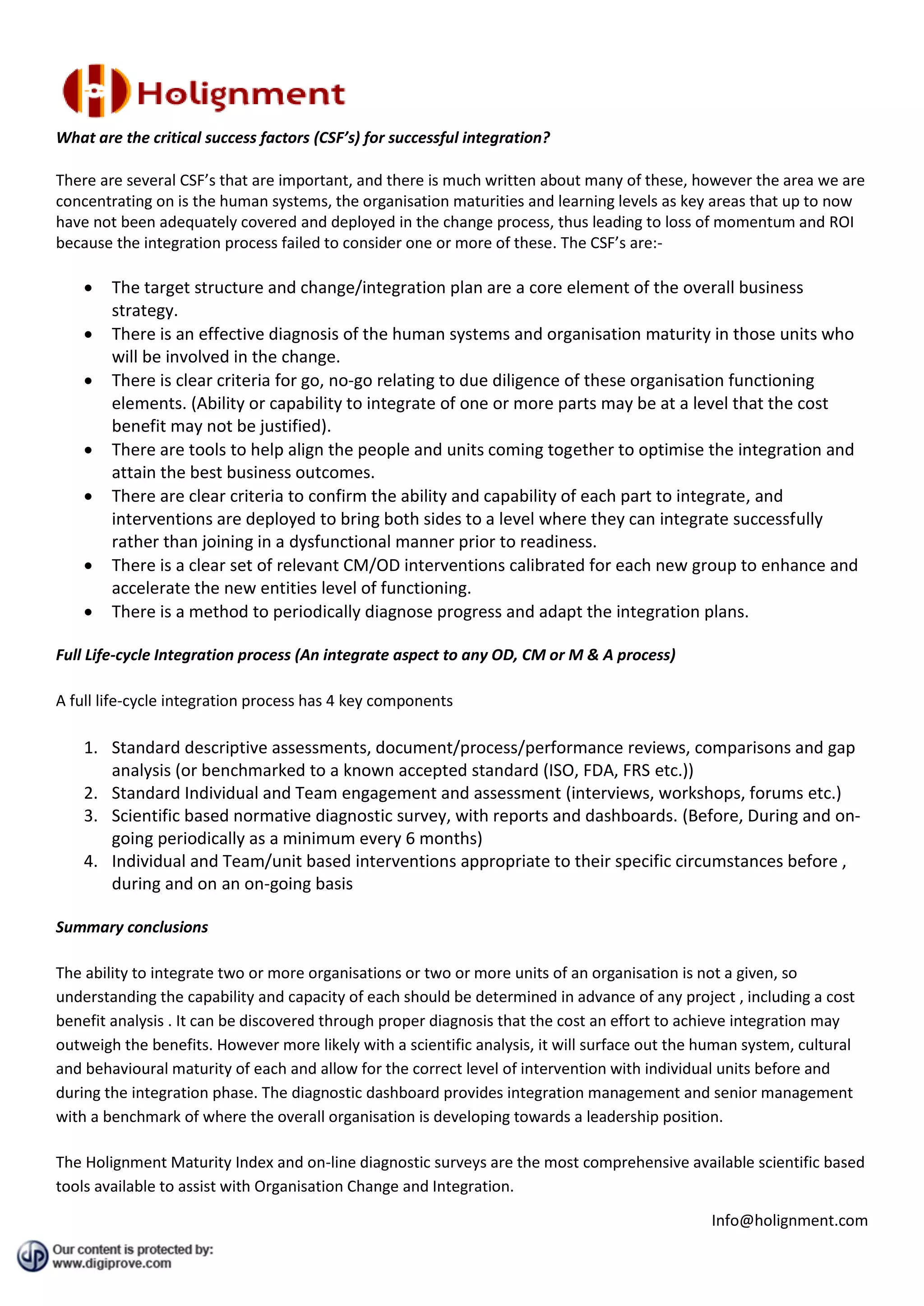 Integration due diligence | PDF