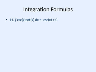 Formulas for integration of all functions | PPTX