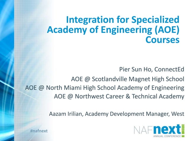 Integration for Specialized Academy of Engineering (AOE) Courses | PPT
