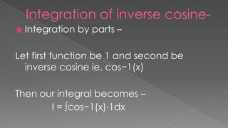 Integration involving inverse trigonometric functions | PPTX