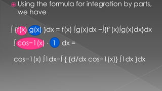 Integration involving inverse trigonometric functions | PPTX