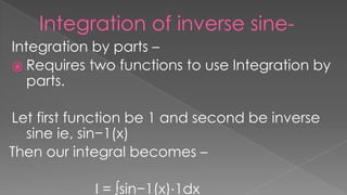 Integration involving inverse trigonometric functions | PPTX