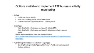 Functional End to end Monitoring of hybrid integration solutions involving Microsoft BizTalk ...