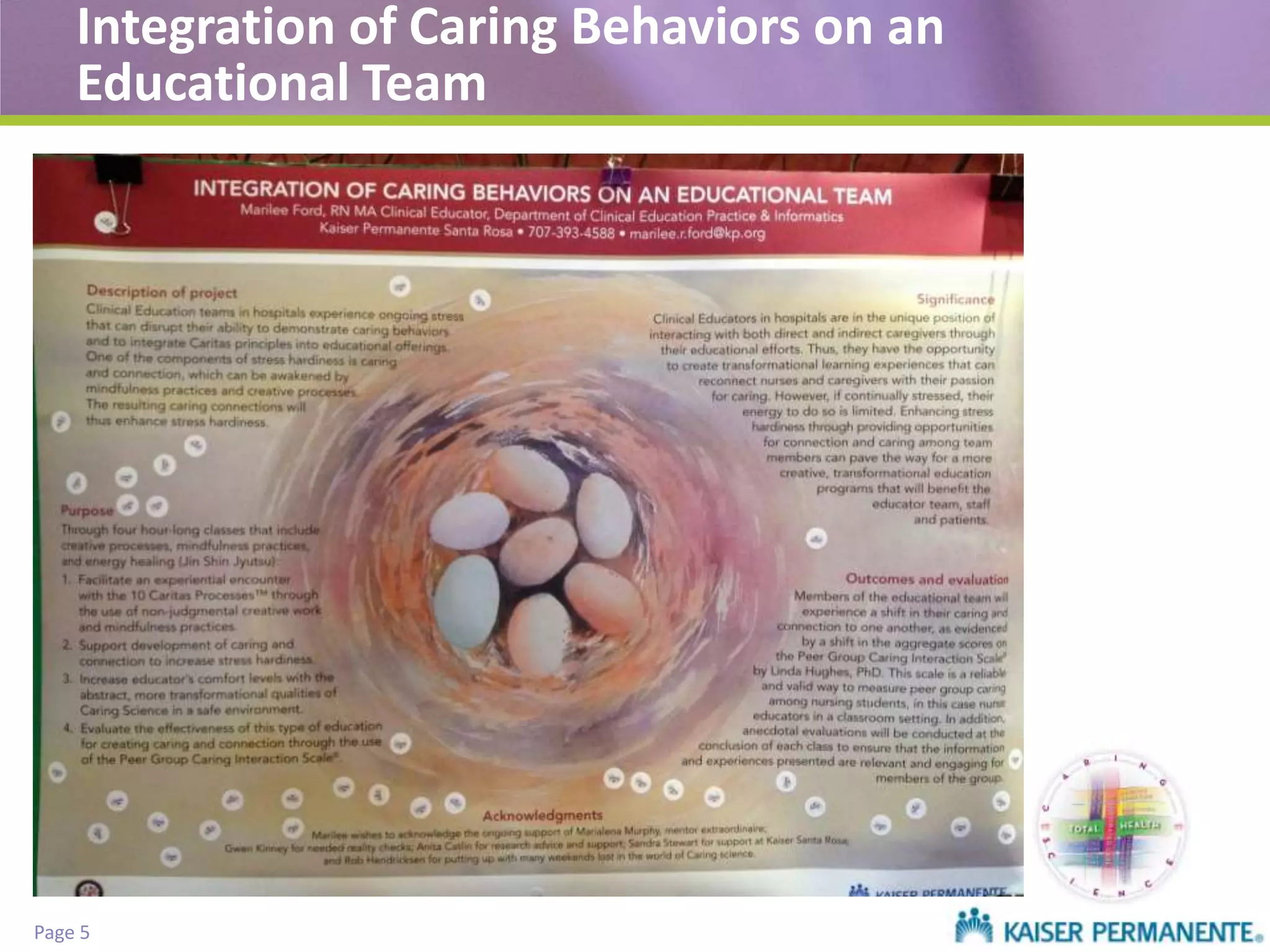Integration of Caring Behaviors on an Educational Team | PPT