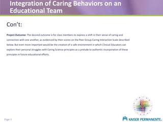 Integration of Caring Behaviors on an Educational Team | PPT