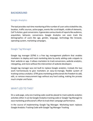 Integration of Google Tag Manager and Google Analytics | DOCX