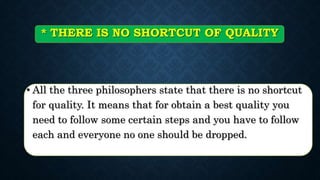 TOTAL QUALITY MANAGEMENT ( Integration of juran, deming & crosby tqm programs ( @! 108 )) | PPTX ...