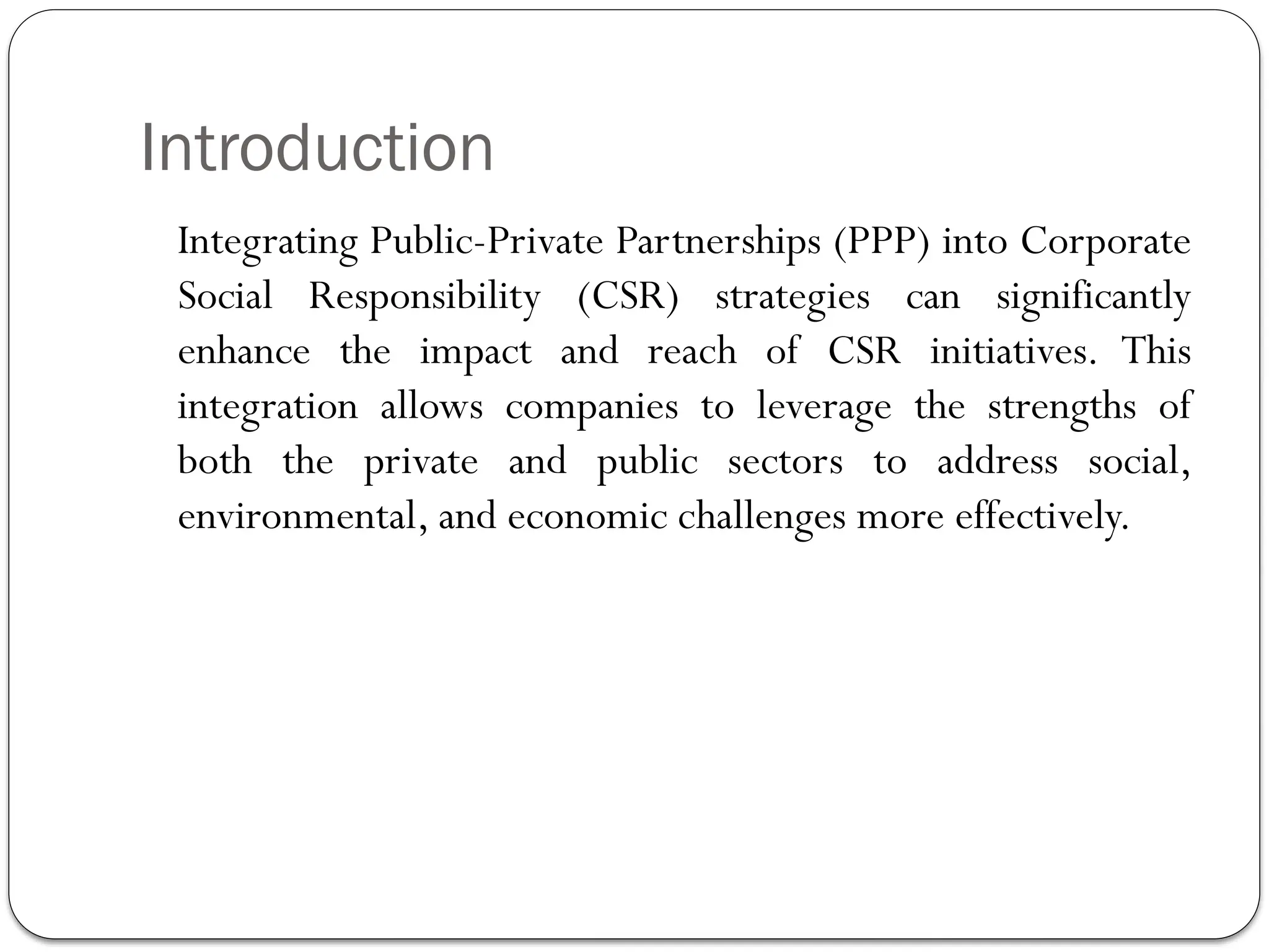 Integration of Public-Private Partnerships (PPP) in Corporate Social ...