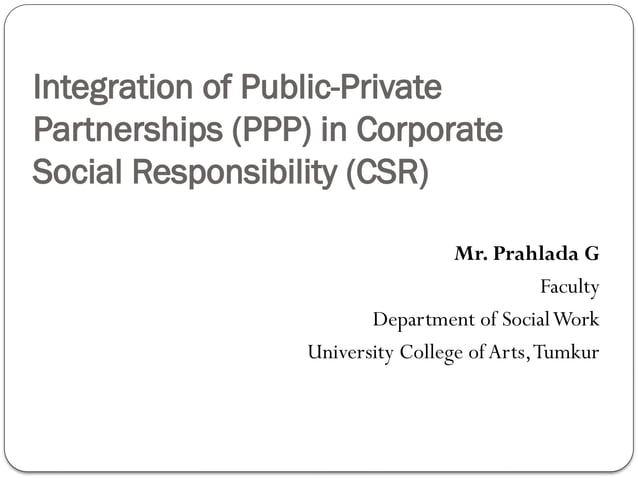 Integration of Public-Private Partnerships (PPP) in Corporate Social ...