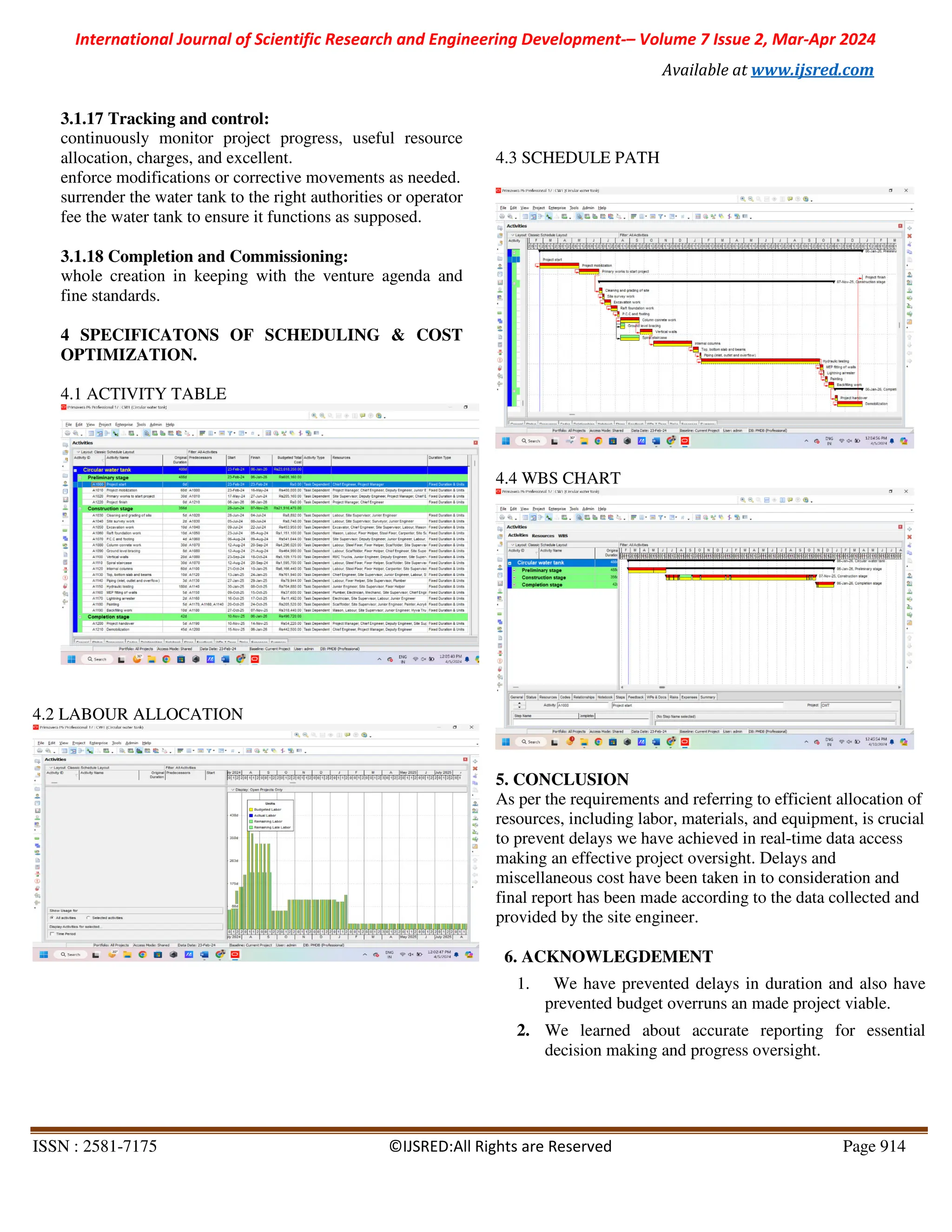 Integration Of Primavera For Smart Construction Of Water Tank - BE ...