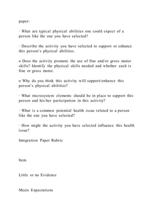 Integration Paper #1HD 101Task Write a 2 – 3-page paper | DOCX