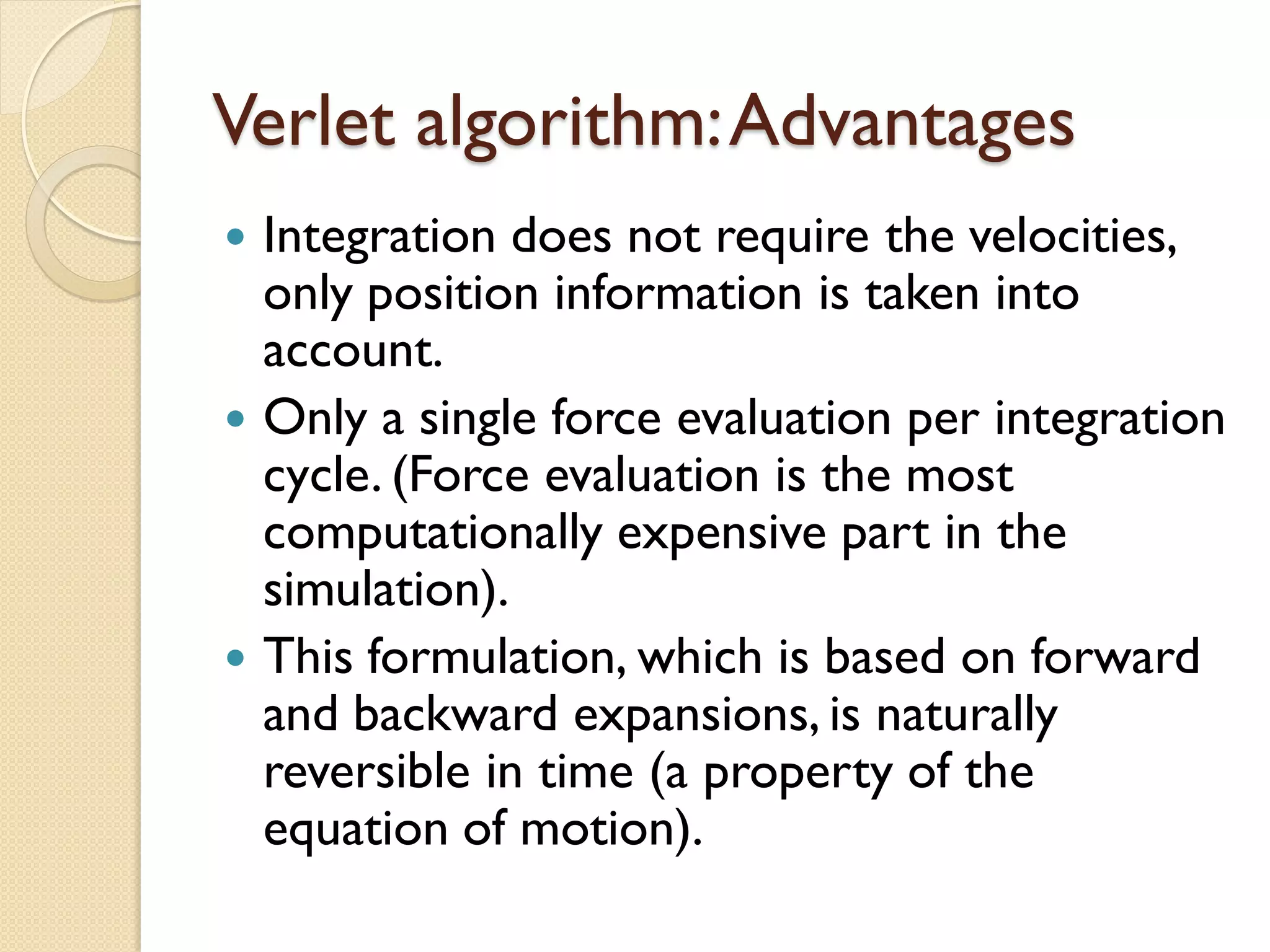 Integration schemes in Molecular Dynamics | PDF