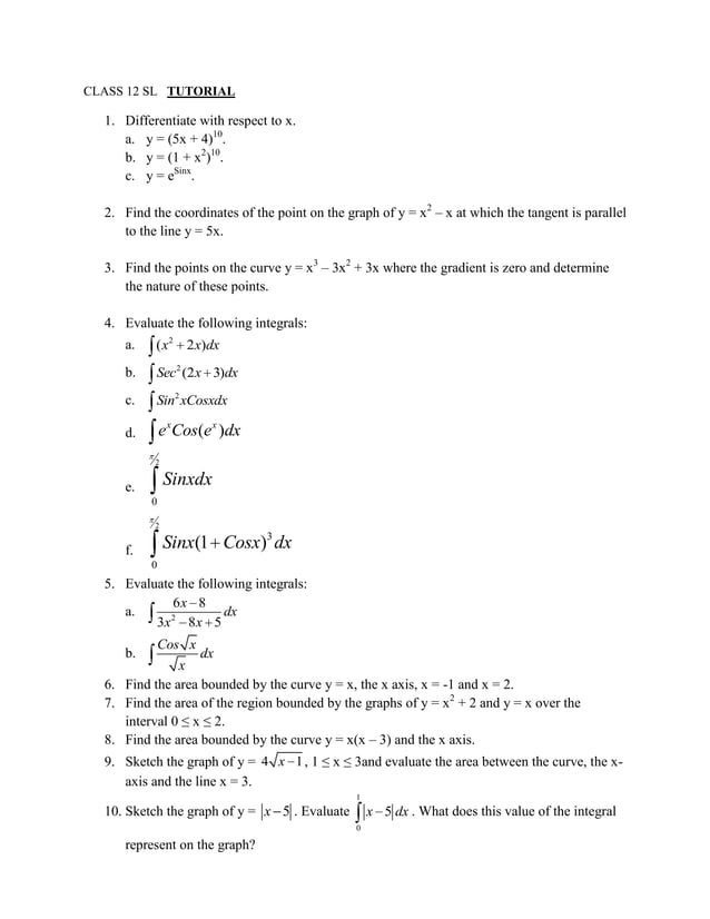 Integration worksheet. | PDF
