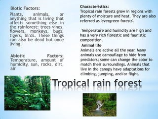 Tropical Rainforest Ecosystem Biotic And Abiotic Factors