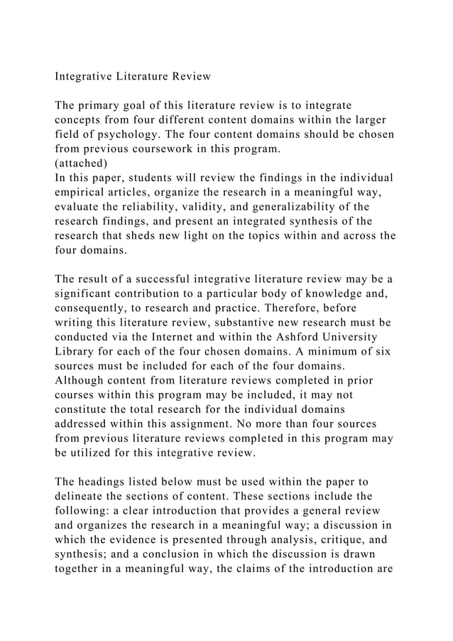 Integrative Literature Review The primary goal of this literatur.docx