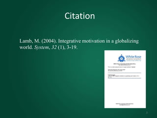 Integrative motivation | PPTX | Secondary Education | Education