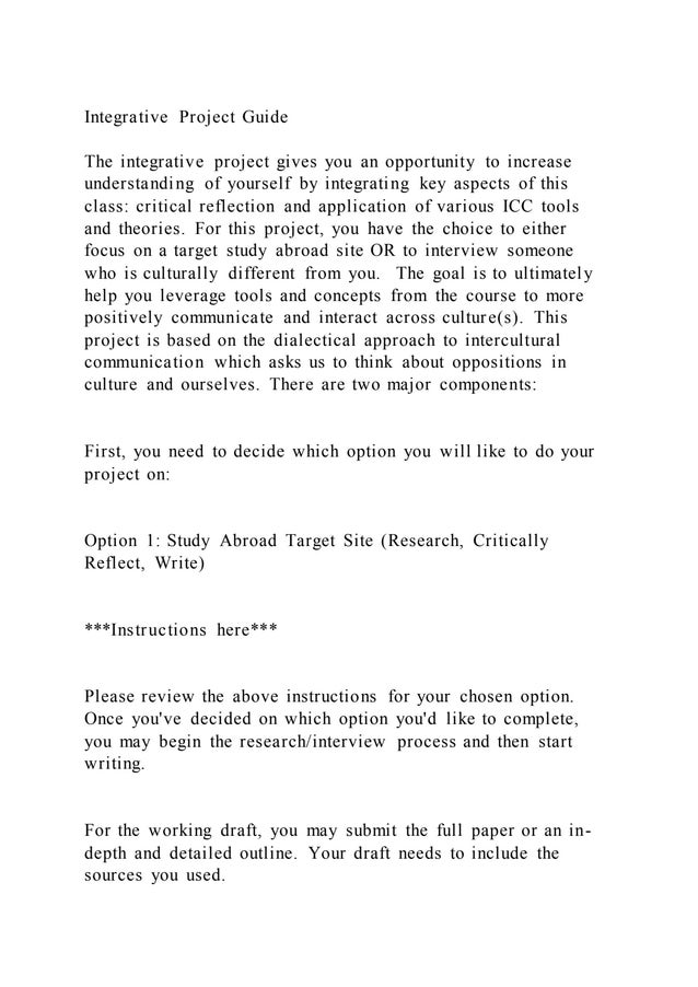 Integrative Project GuideThe integrative project gives you an op | PDF