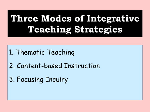 INTEGRATIVE TEACHING STRATEGY (Special Topics) - compiled by Krizzie ...