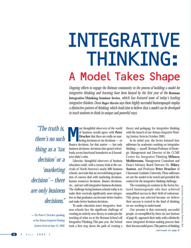 Integrative thinking a model takes shape