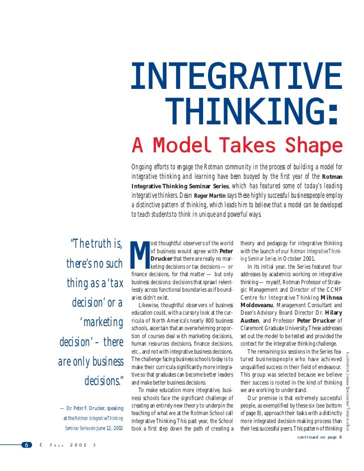 Integrative thinking a model takes shape