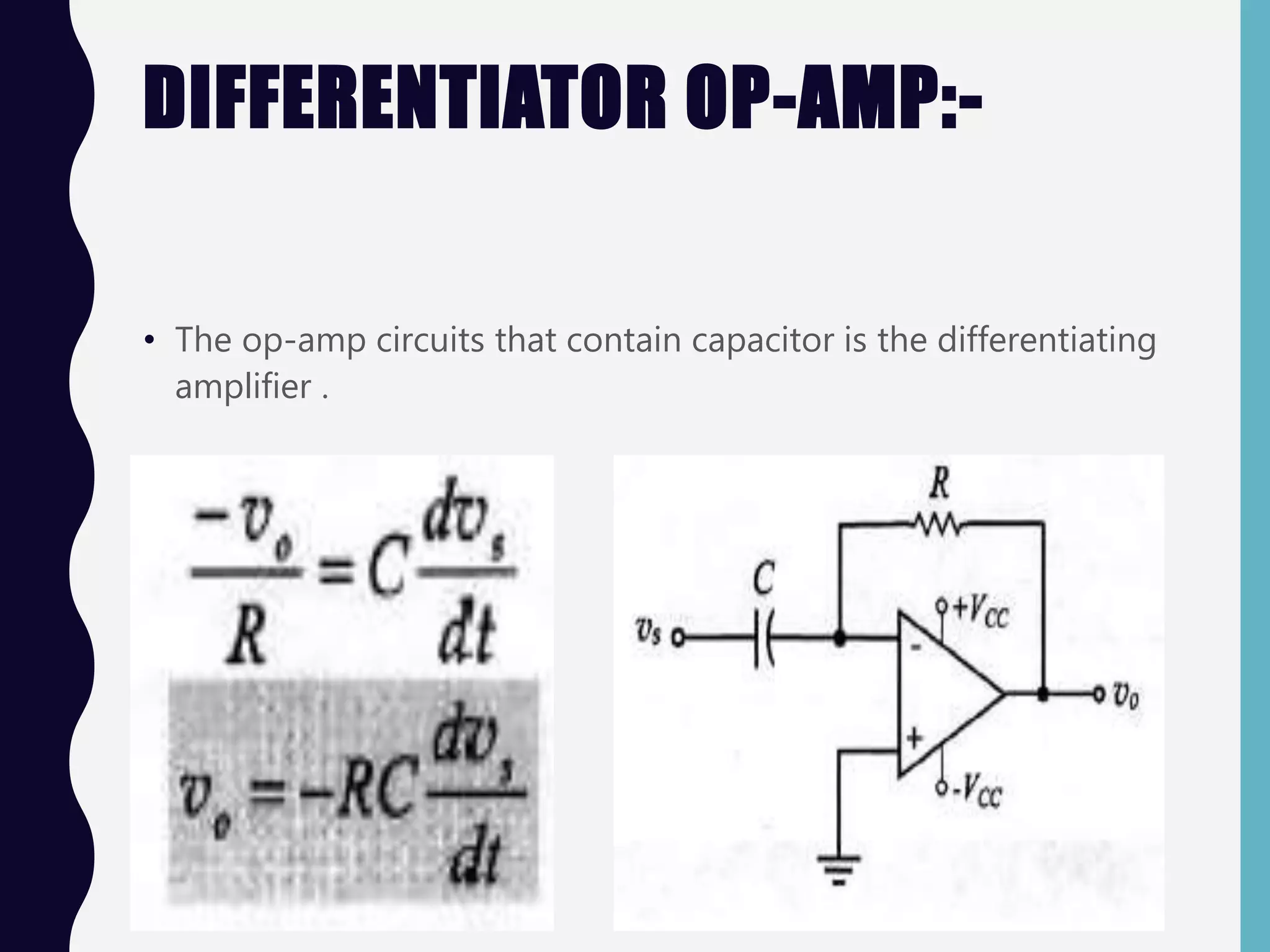 Integrator and differentiator op amp | PPTX