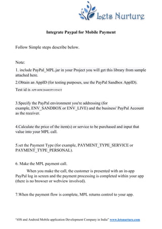 Paypal Integration For Android Application By LetsNurture | PDF