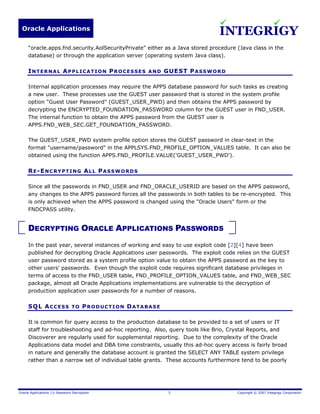 Integrigy oracle apps_password_issue | PDF | Operating Systems | Computer Software and Applications
