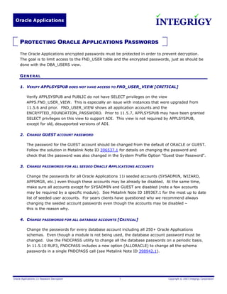 Integrigy oracle apps_password_issue | PDF | Operating Systems | Computer Software and Applications