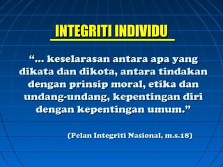 ISU INTEGRITI | PPT