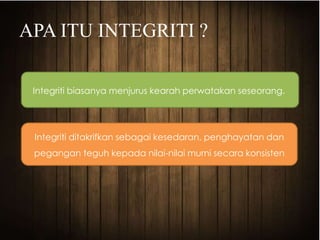 INTEGRITI DALAM PEKERJAAN MENURUT ISLAM | PPTX