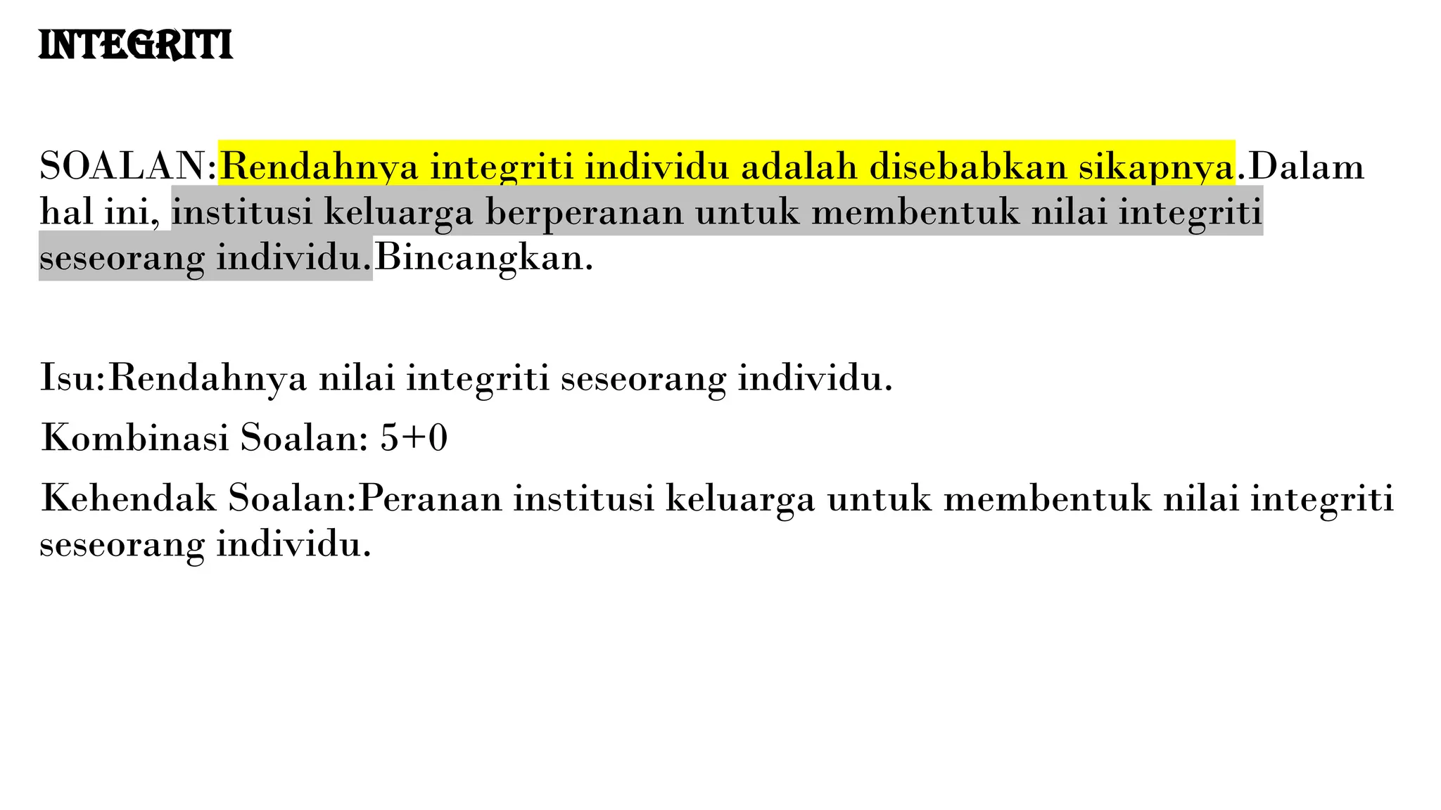 INTEGRITI PAM. pendidkan moral, pengajian am to pptx | PPTX