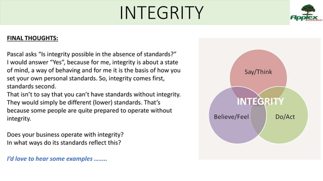 Integrity | PPTX | Business and Finance