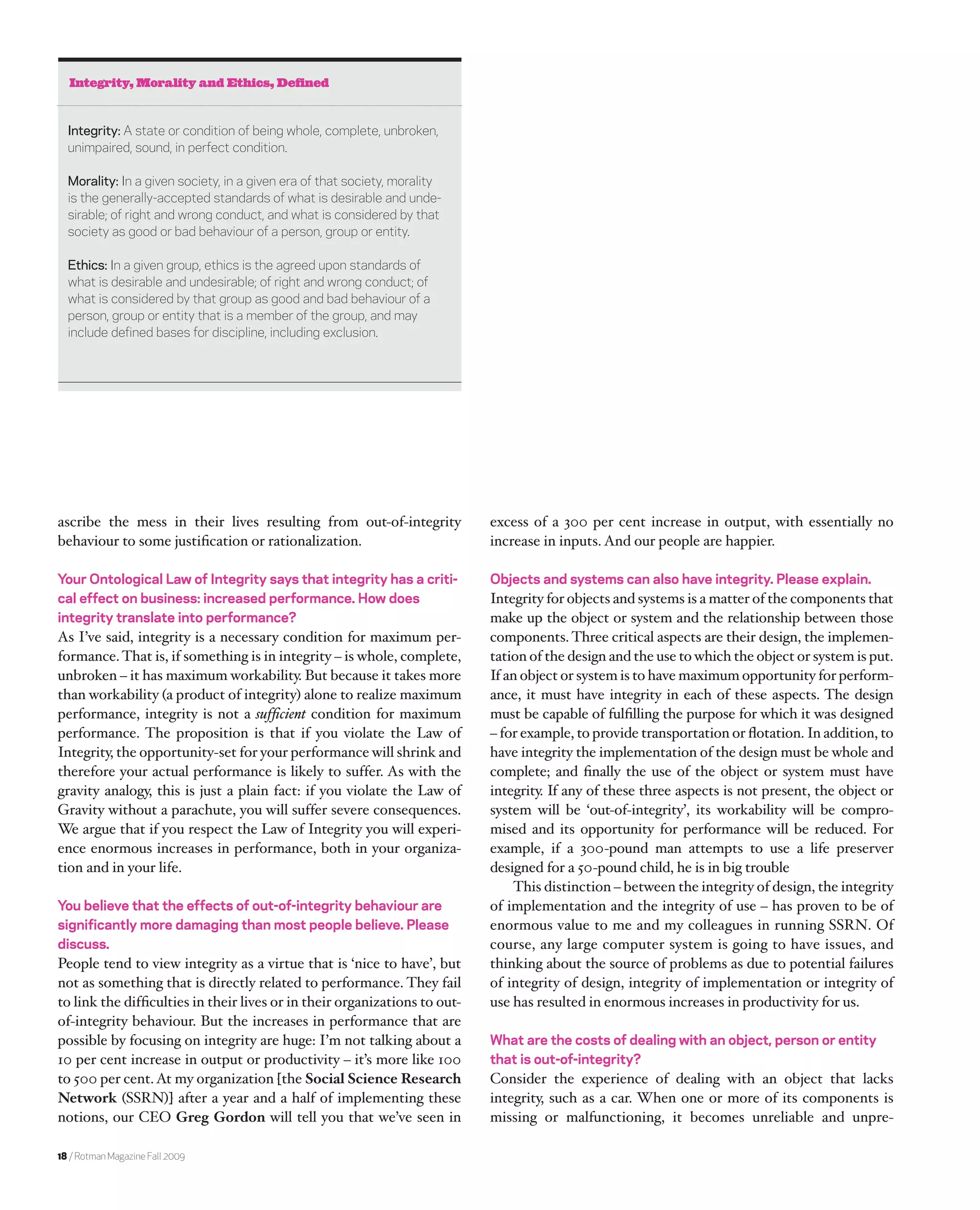 Integrity without it nothing works | PDF