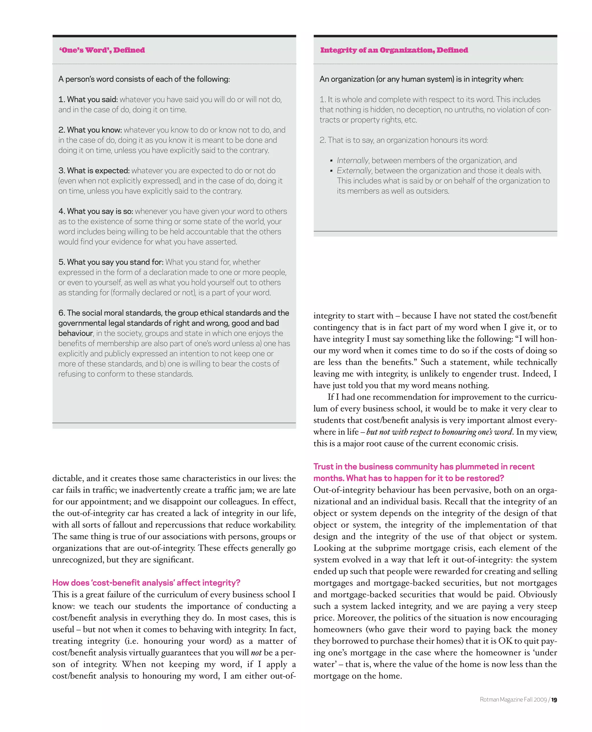 Integrity without it nothing works | PDF