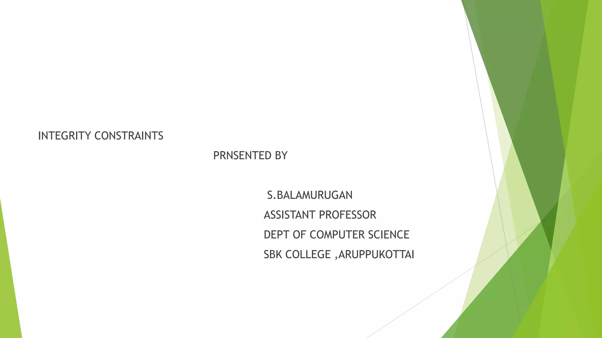 Integrity constraints | PDF