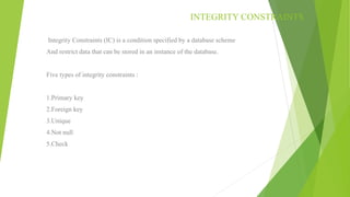 Integrity constraints | PDF