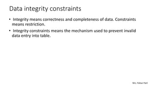 Integrity Constraints in Database Management System.pptx | Databases | Computer Software and ...