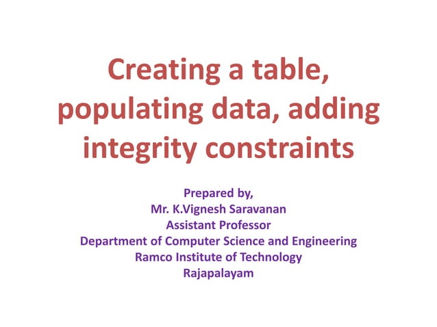 Integrity constraints in dbms | PDF | Databases | Computer Software and Applications
