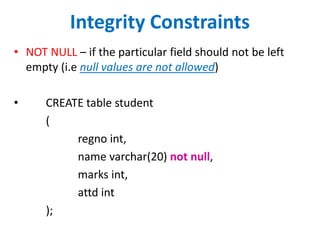 Integrity constraints in dbms | PDF | Databases | Computer Software and Applications