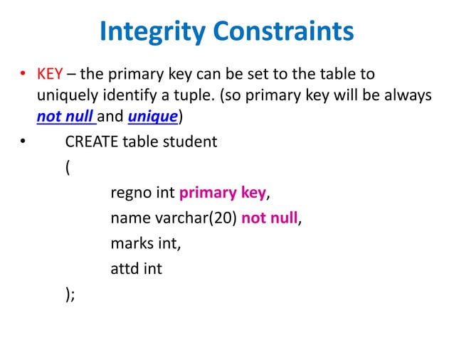 Integrity constraints in dbms | PDF | Databases | Computer Software and ...