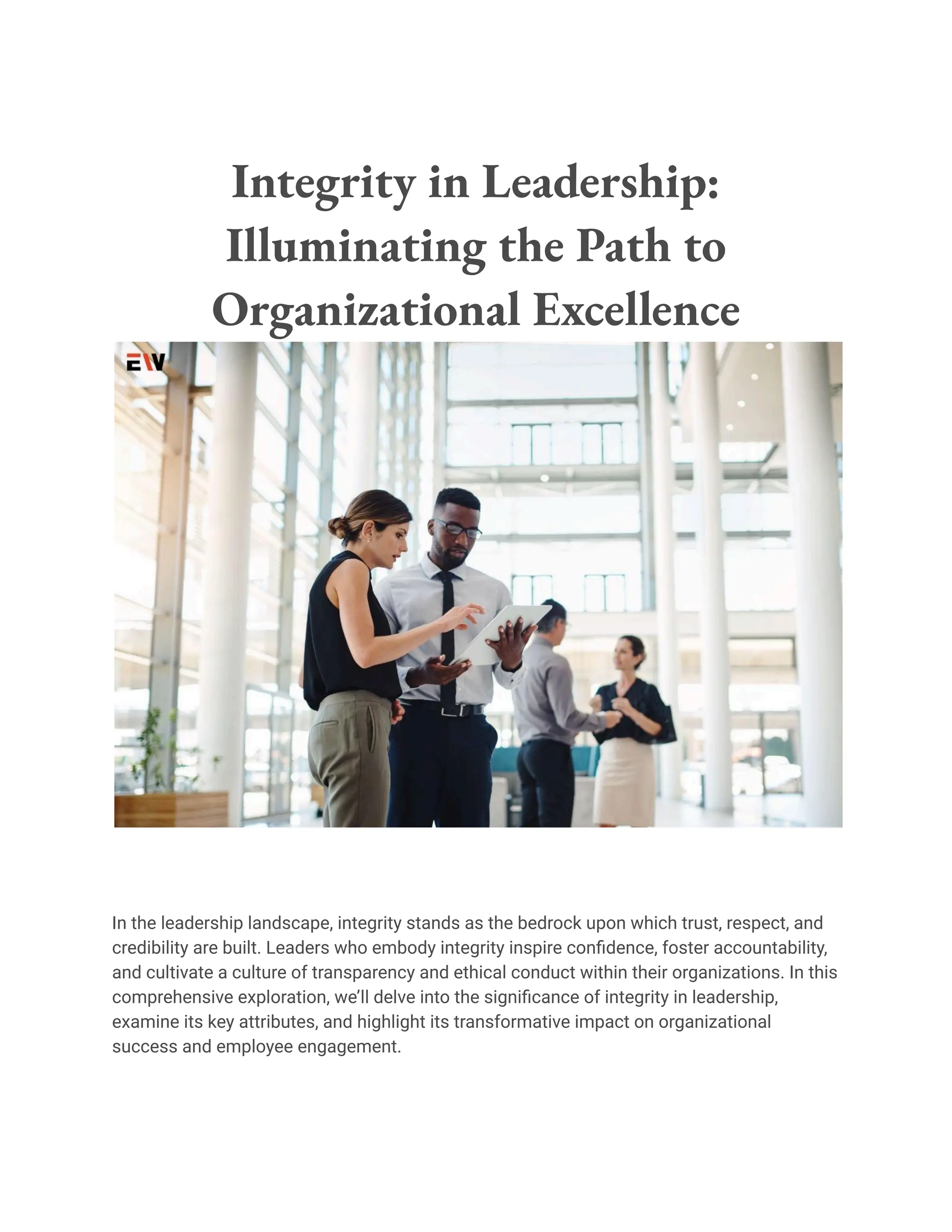 Integrity in Leadership_ Illuminating the Path to Organizational ...