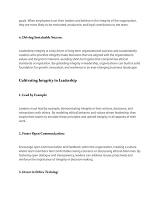 Integrity in Leadership_ Illuminating the Path to Organizational ...
