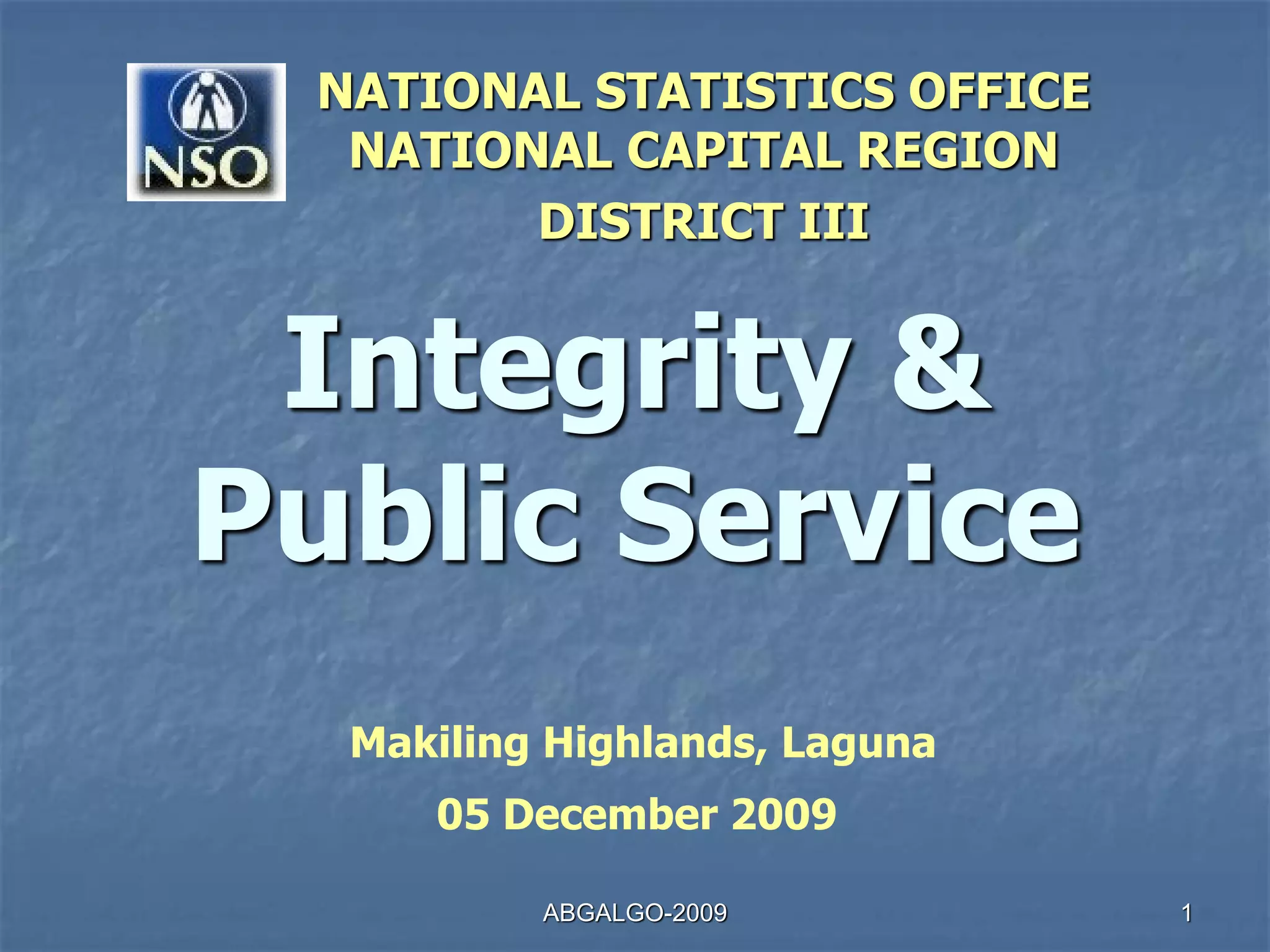 Integrity & Public Service (AB Galgo2009) | PDF
